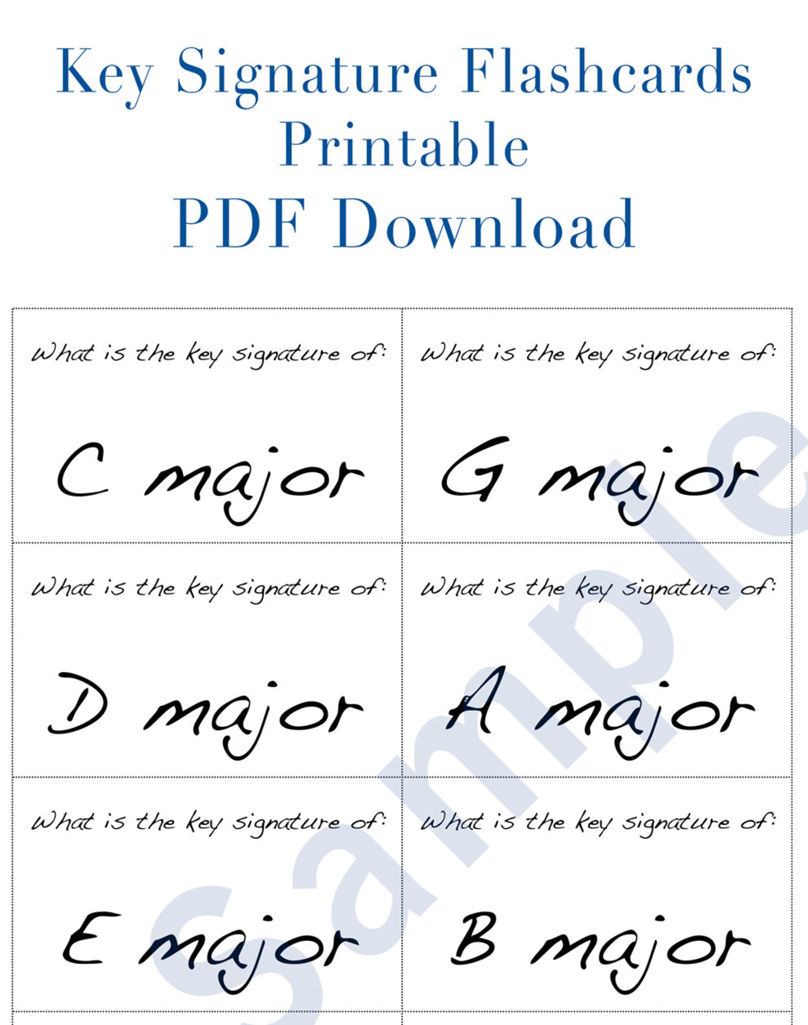Key Signature Flashcards: Download and Printable PDF Great for Music ...