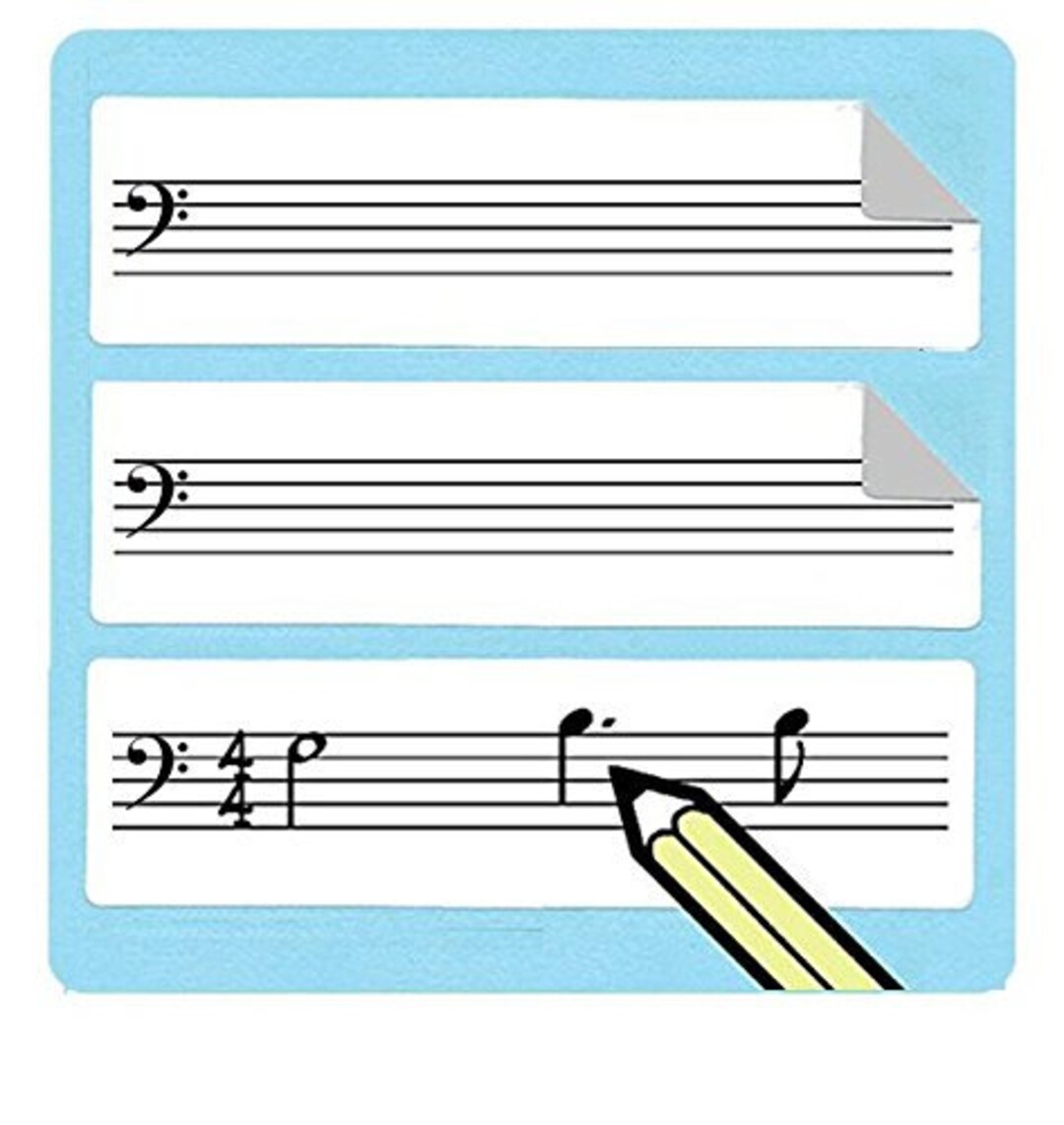 Bass Clef Staff Stickers (75 Pack) Write Music Anywhere. Great for ...