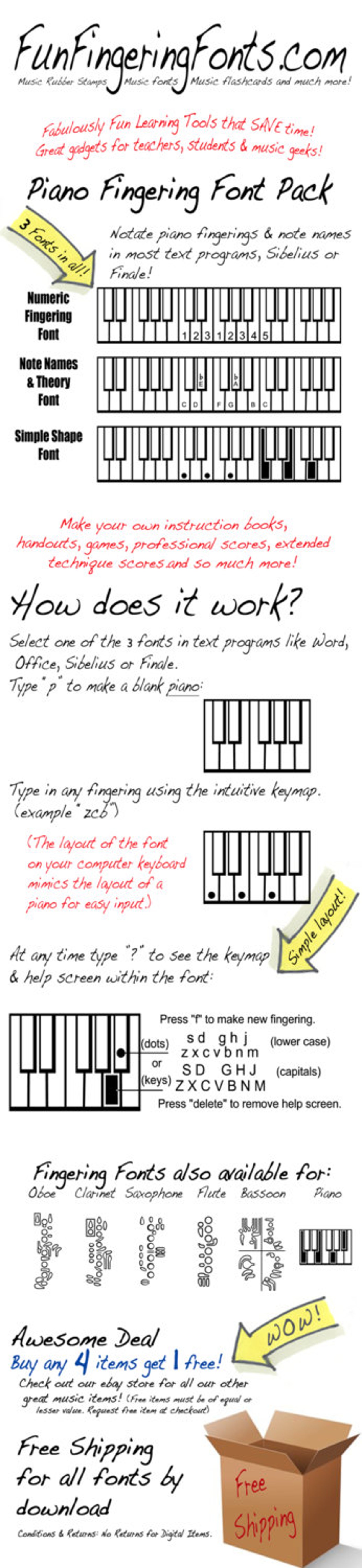 Piano Fingering Font Notate Piano Fingerings on a PC or Mac. - Etsy