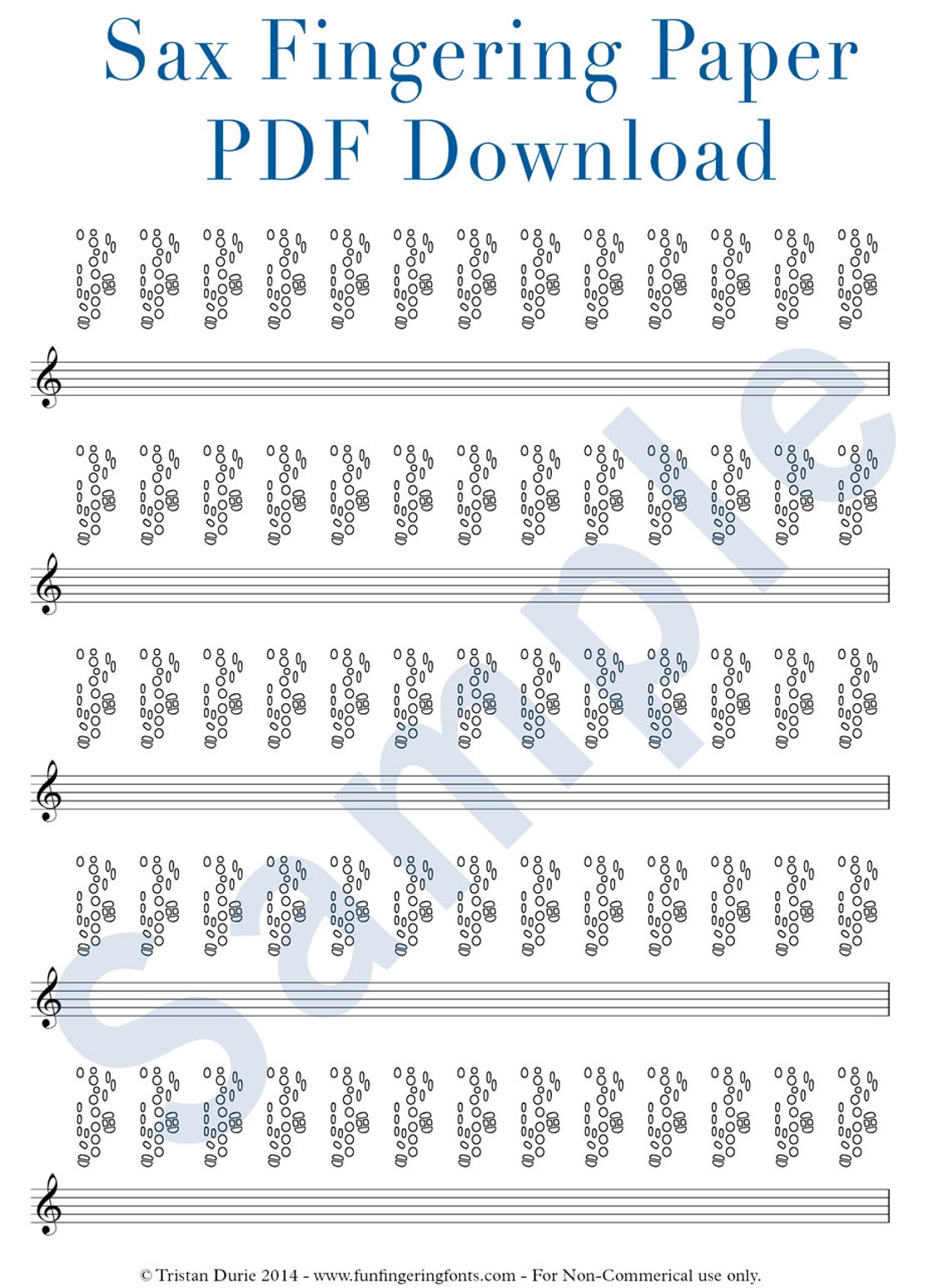 Saxophone Tablature / Fingering Paper: Download and Printable - Etsy España