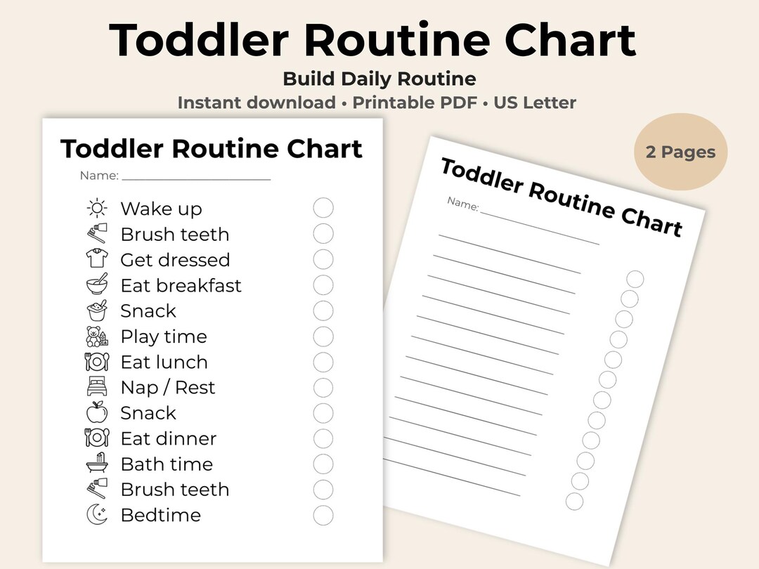 Toddler & Preschool Routine Chart Printable | Daily Routine for Kids ...