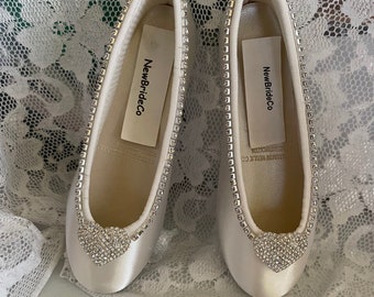 First Communion Satin Shoes Crystals Hearts With Crystals Edging,flower ...