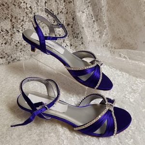 Kitten Heel Purple Shoes Bling Bling,very Low Heel Purple Wedding Bling ...