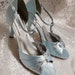 Powder Blue Heels Shoes Silver Swarovski Crystals,mid High Heels Peep ...