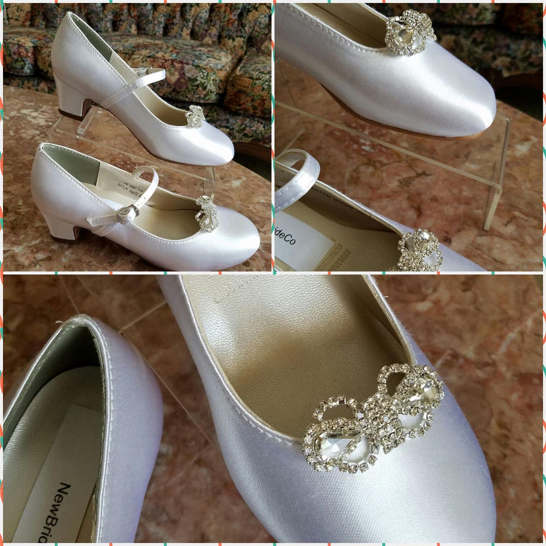 Girls Communion Shoes Crystals Bow Brooch White Plus More Colors Shoes ...