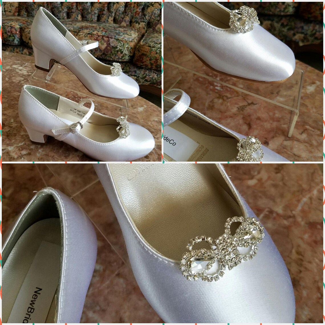Girls Communion Shoes Crystals Bow Brooch White Plus More | Etsy