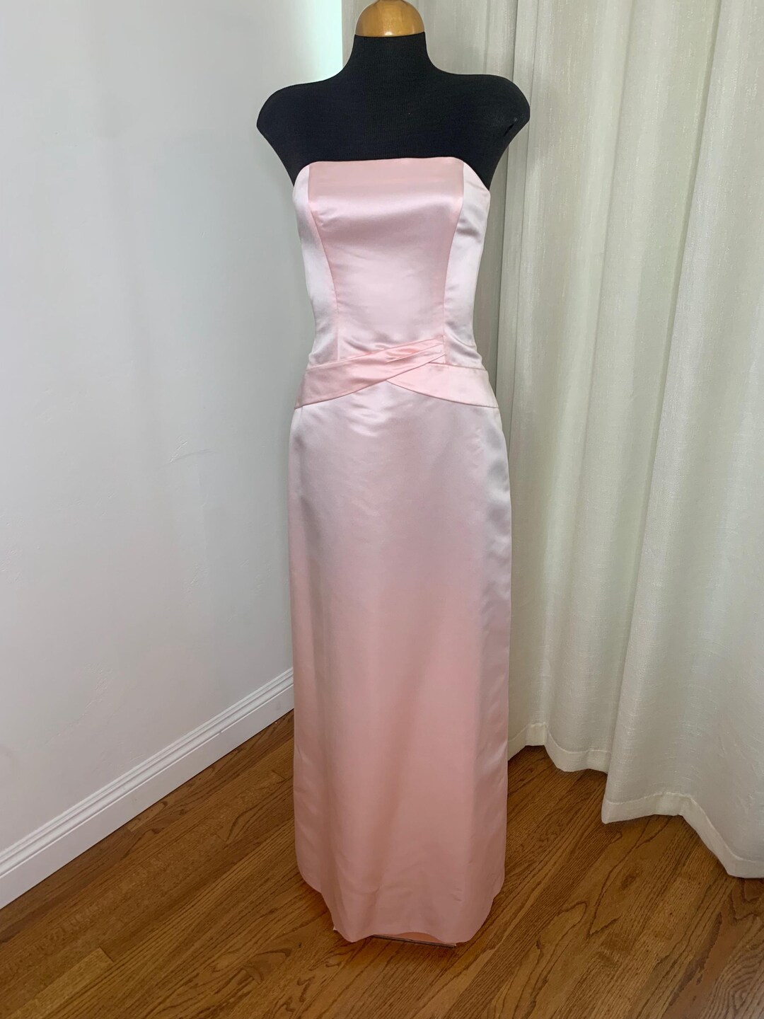 Vintage Petal Pink Satin Prom Dress: Strapless Size 2 - Etsy