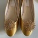 Flat Shoe Harvest Gold Mustard Color Very Low Heel Shoe 1/2" Heel Satin ...