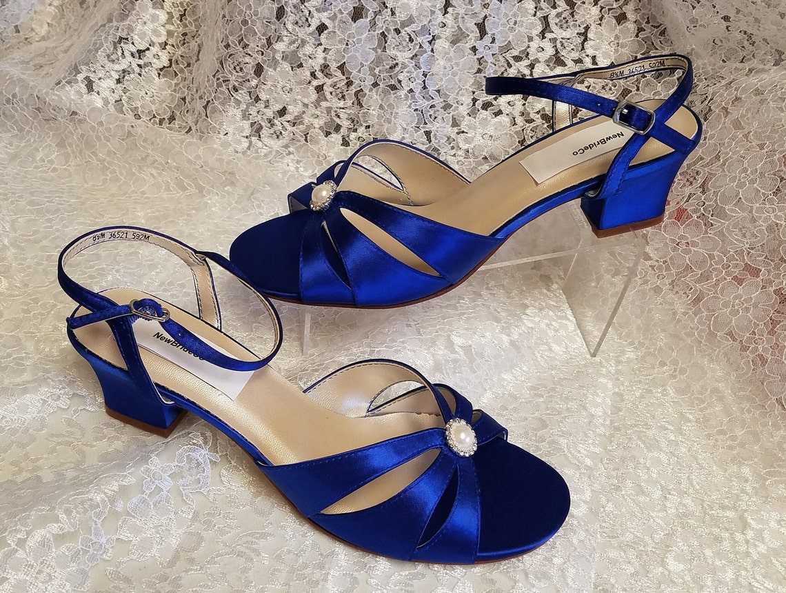 Royal Blue Low Heel Shoes M and W Width Short Heel 200 Colors - Etsy ...