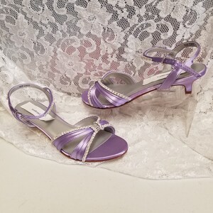Kitten Heel Purple Shoes Bling Bling,very Low Heel Purple Wedding Bling ...