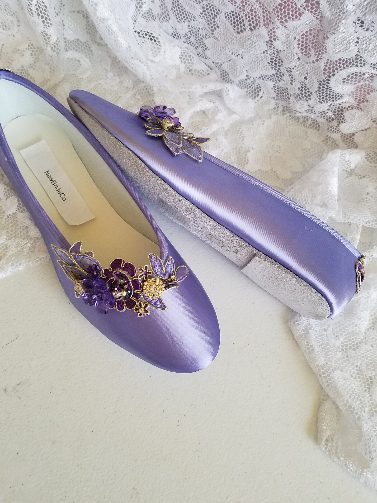 PURPLE Wedding FLATS With Purple and Gold Accentspurple Flat | Etsy