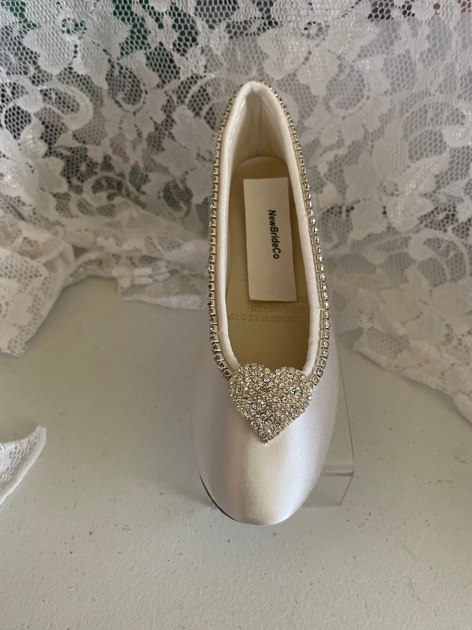 First Communion Satin Shoes Crystals Hearts With Crystals | Etsy