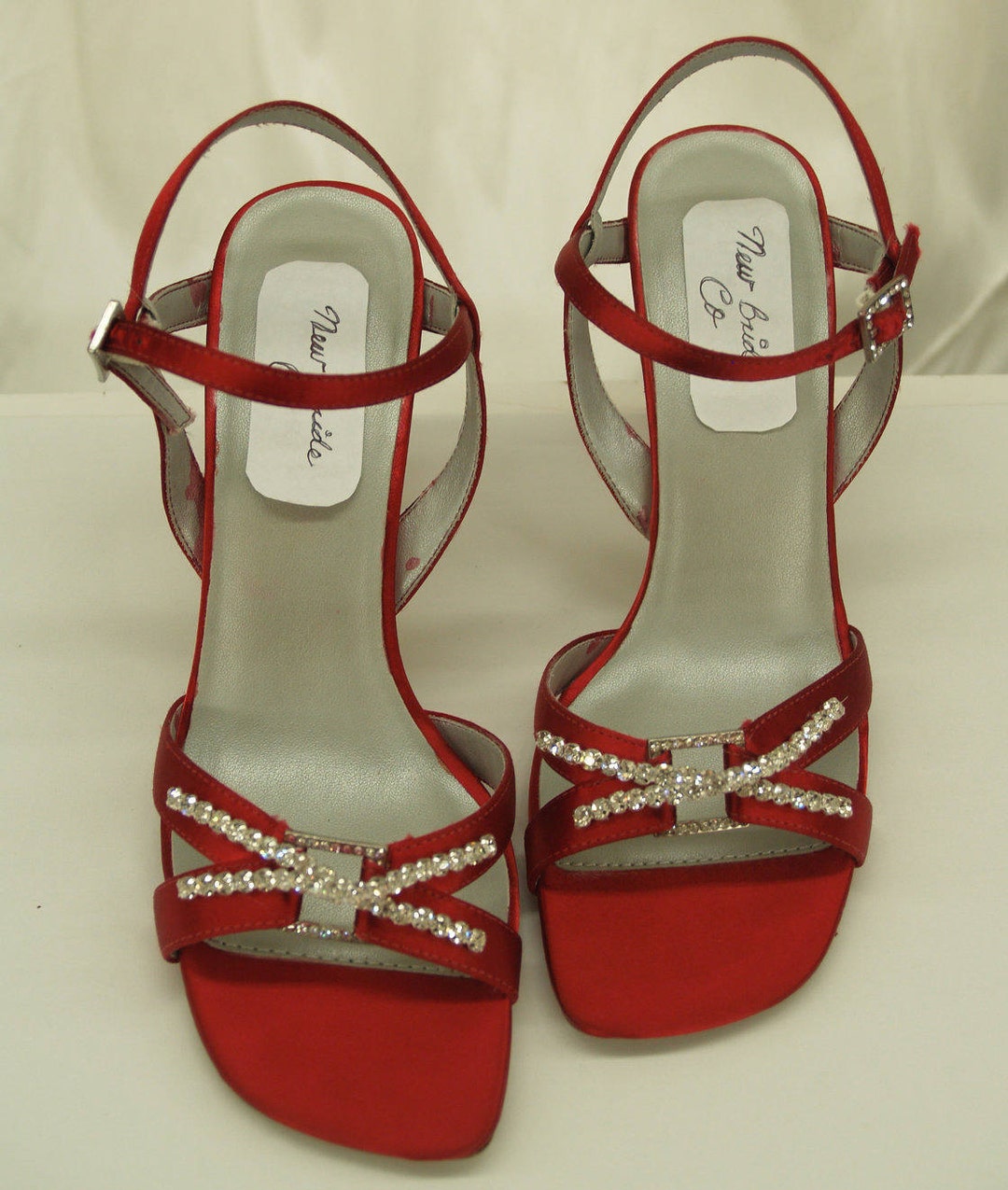 Size 7 1/2 Red Wedding Shoes High Heels Open Toes Ready to Ship With ...