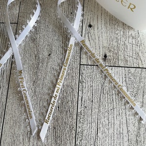 Communion Party Favor Ribbons White Gold, Primera Communion Listones ...
