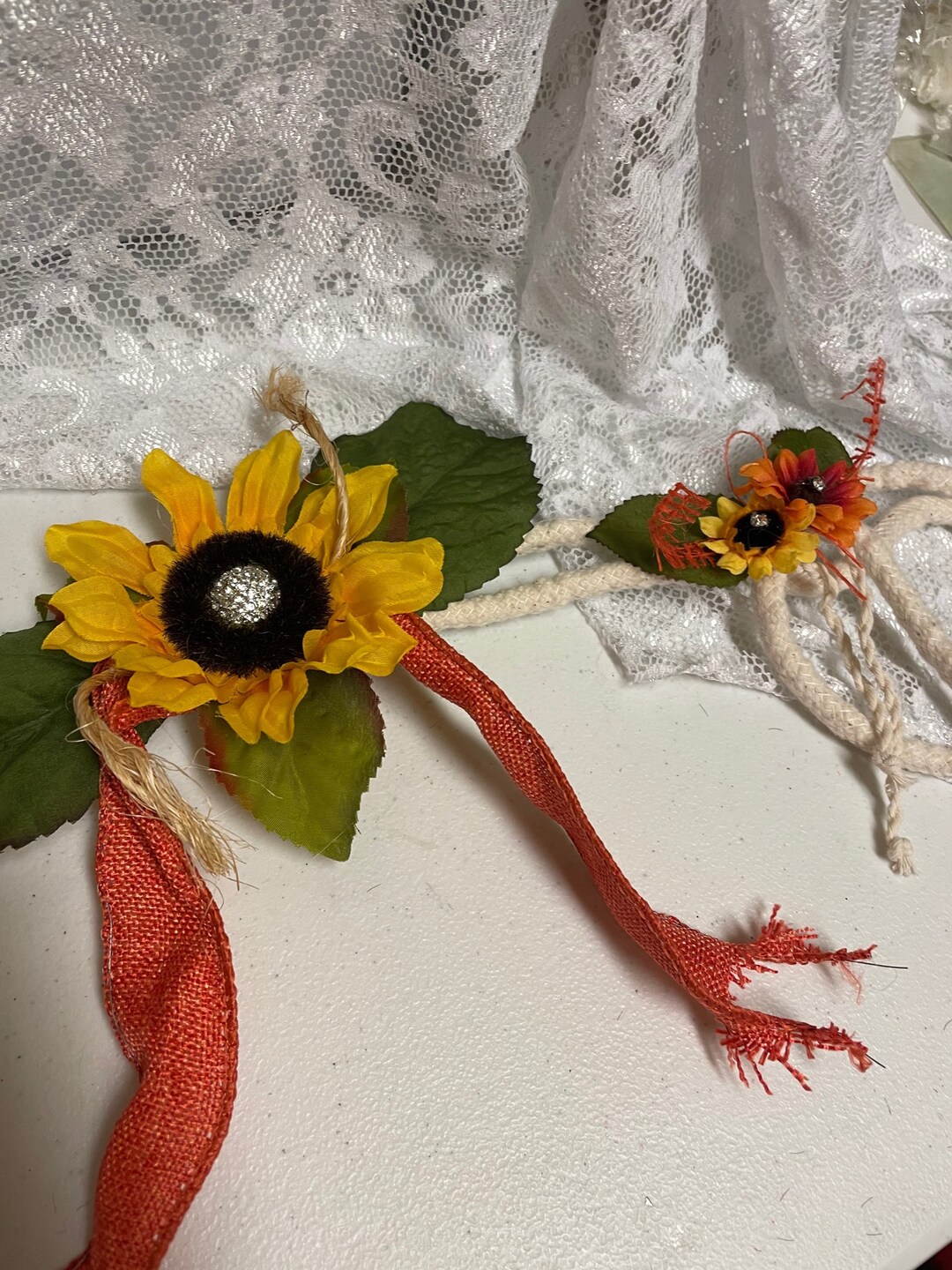 Sunflowers Rope Laso Wedding Ivory, Rustic Laso Sunflowers,sunflowers ...