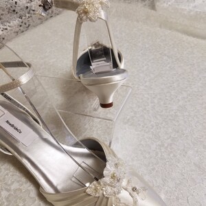 Wedding Ivory Shoes Closed Toes Very Low Heel, Off-white Ivory Wedding ...
