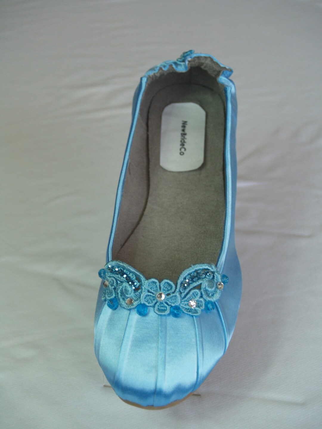 BLUE Wedding Flats, Something Blue Shoes, Satin IVORY Shoes Hand ...