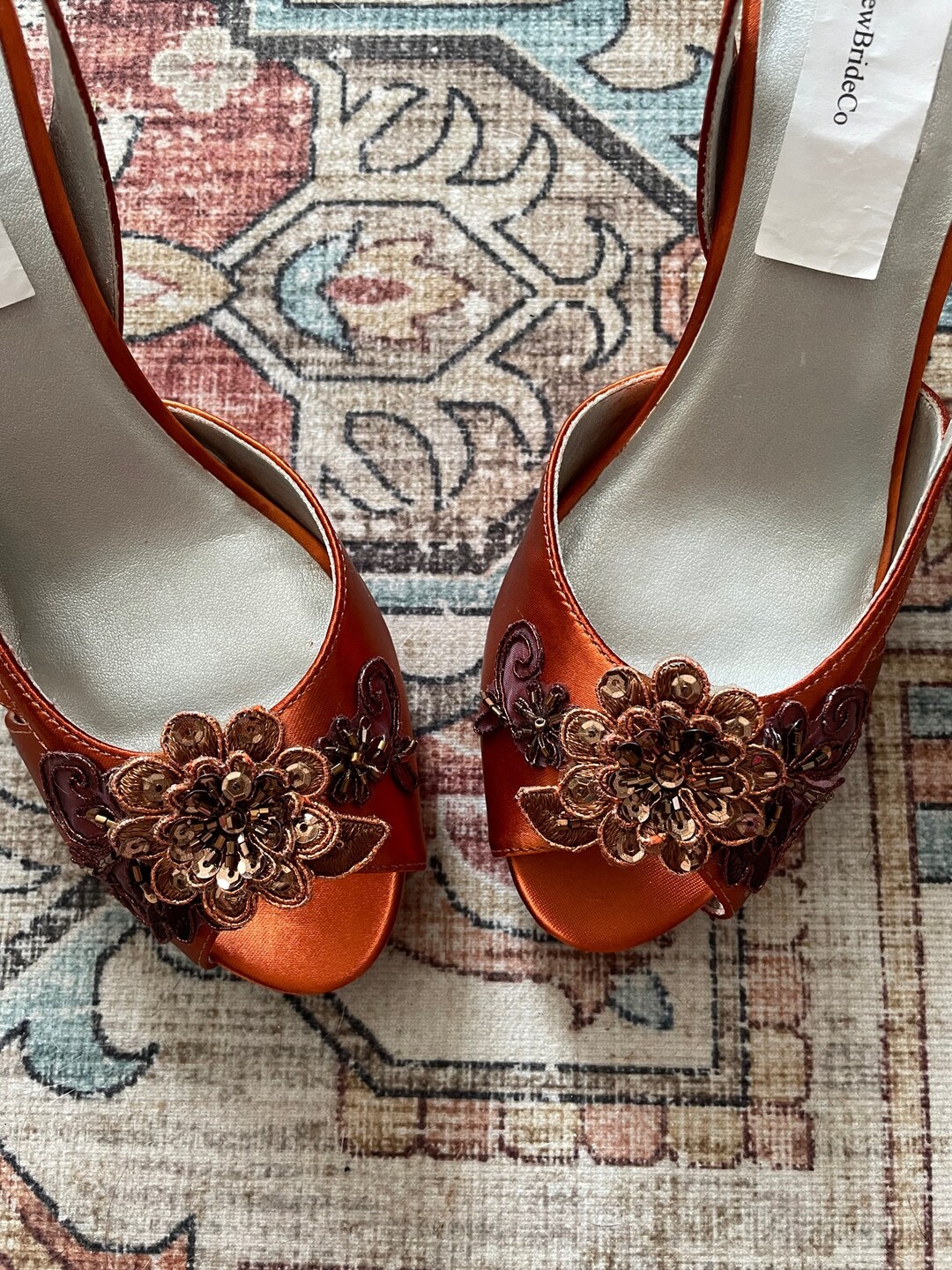 Copper Wedding Shoes Dyed Small Platform Peep Toe Slingback - Etsy