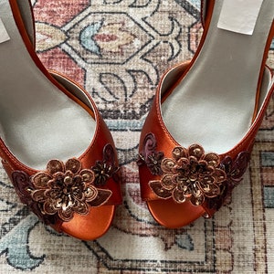 Copper Wedding Shoes Dyed Small Platform Peep Toe Slingback, Dancing ...