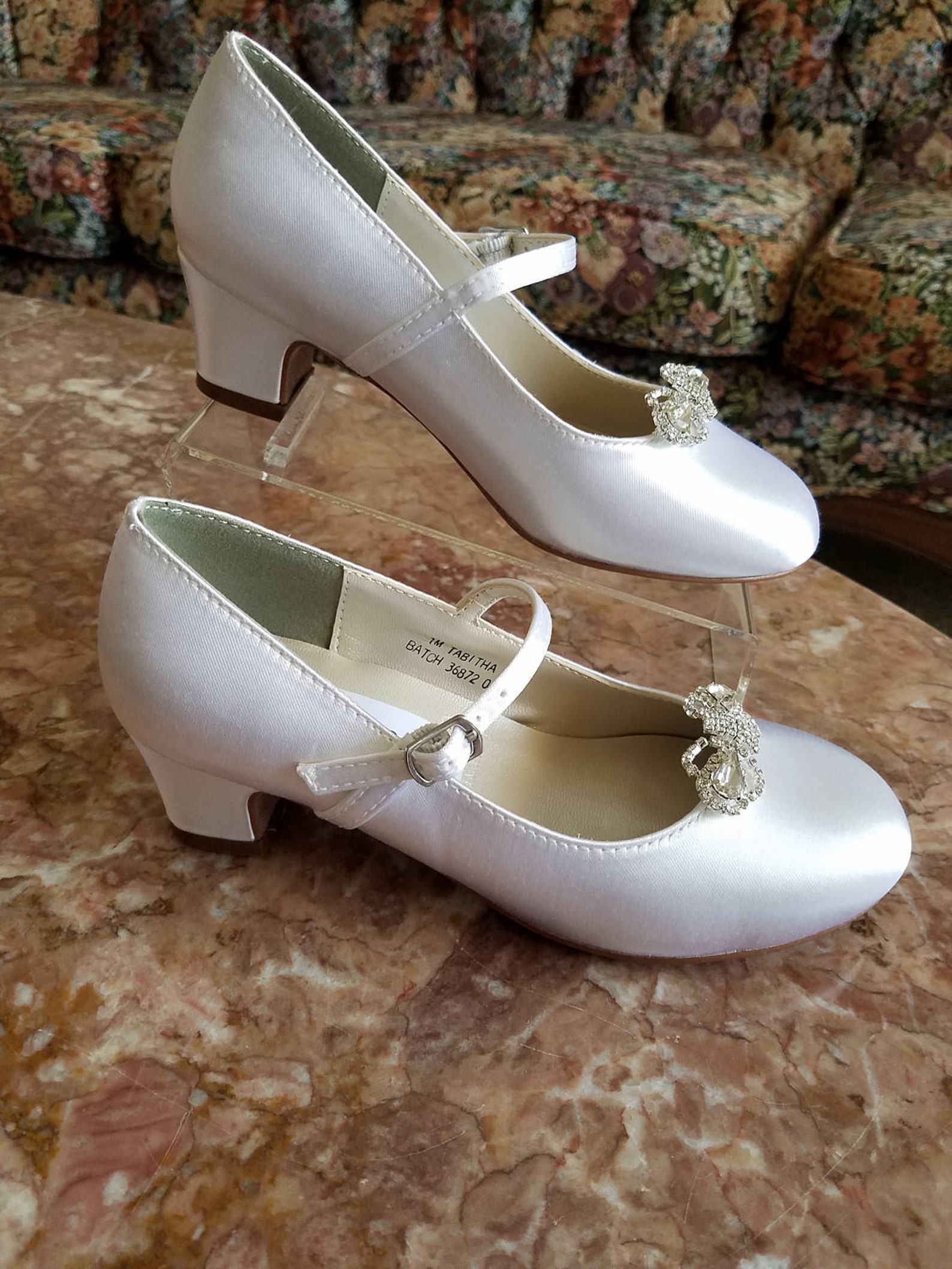 Girls Communion Shoes Crystals Bow Brooch- White Plus More Colors Shoes ...