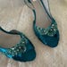 Teal Beaded Slingback Low Heels: Handmade Bridal Shoes (2 1/4") - Etsy