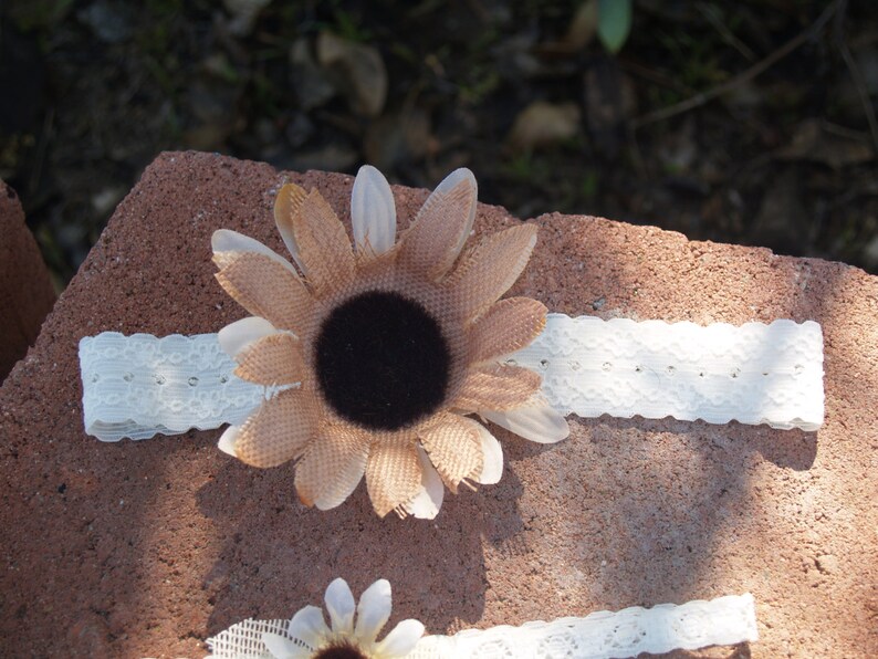 Wedding Rustic Garter Beige Daisy Flower Set White or Ivory - Etsy