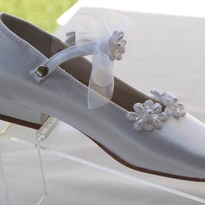 Girls Communion Shoes Beaded Flower, White Ivory Plus More Colors Shoes ...