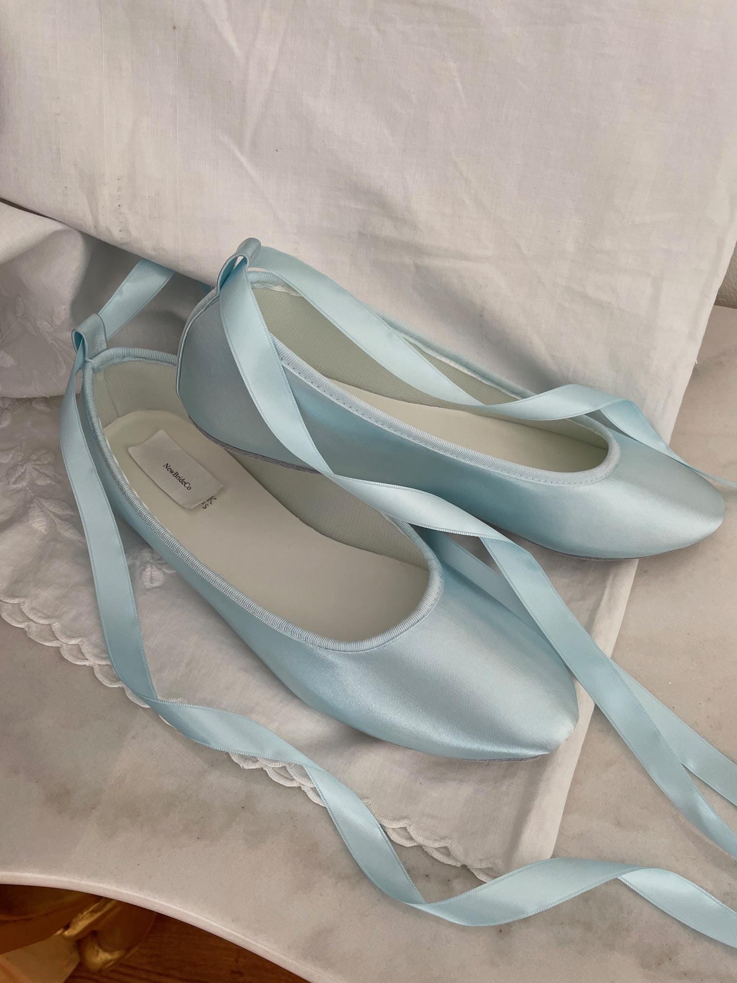 Light Blue Satin Flat Shoes: Wedding Something Blue Ballerina Style ...