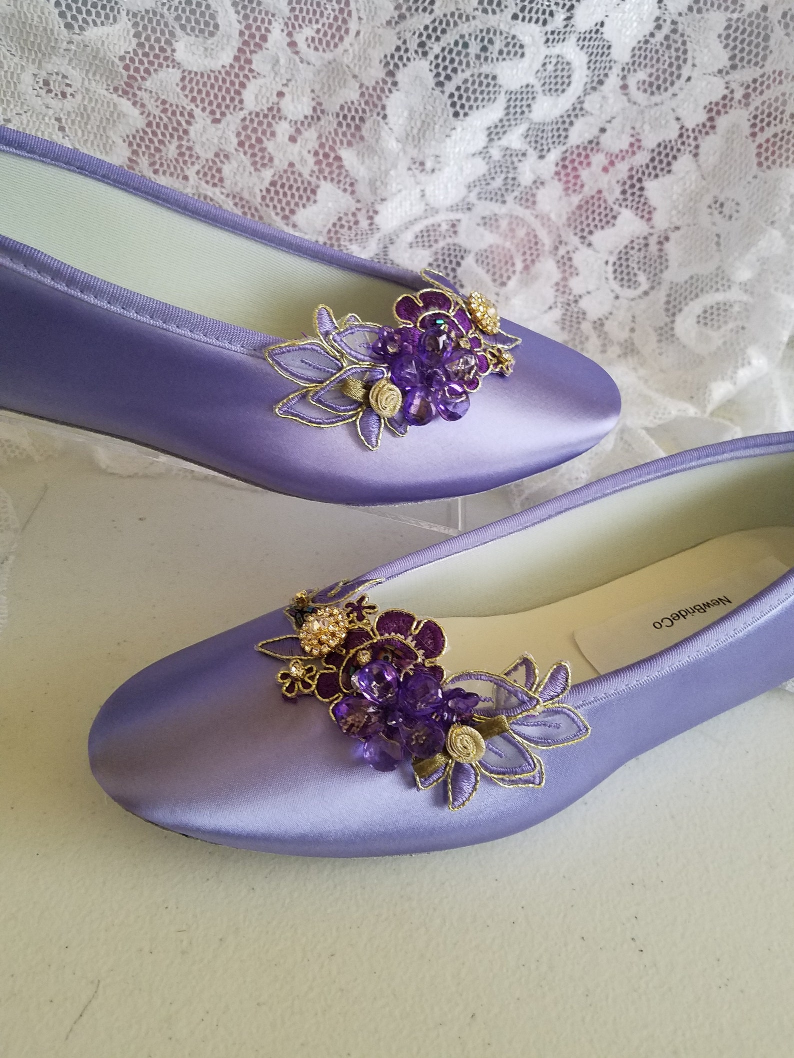 PURPLE Wedding FLATS With Purple and Gold Accents,purple Flat Shoes ...