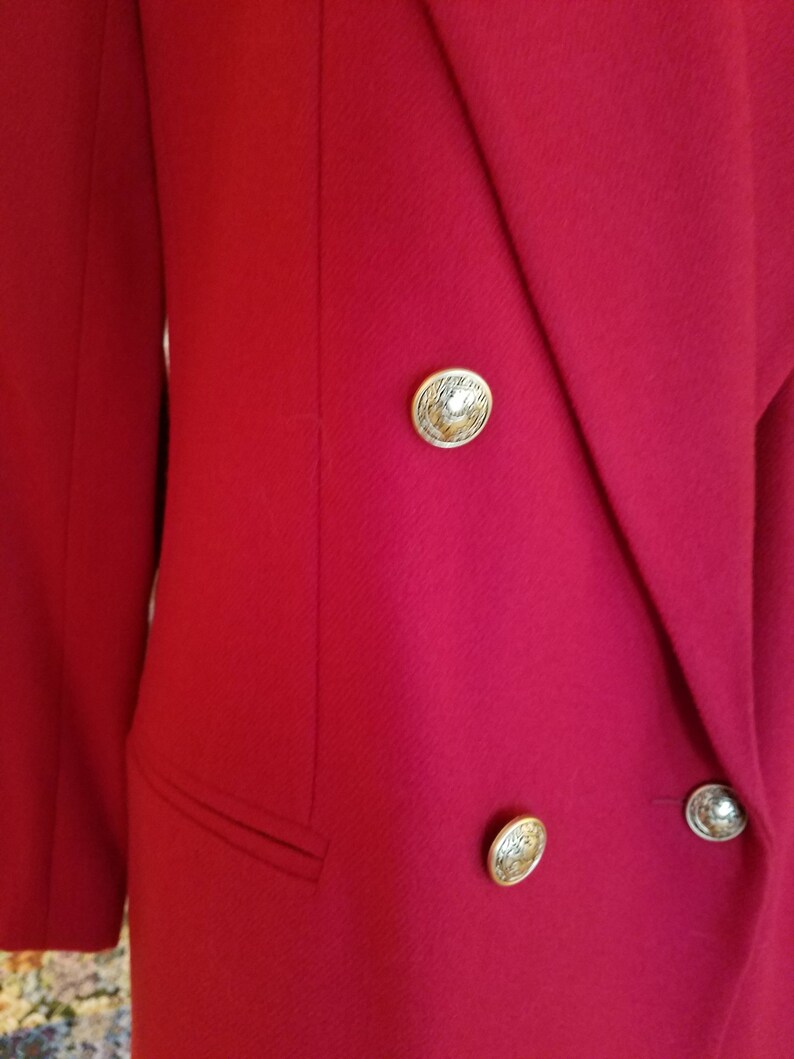 RED Wool Jacket double breasted gold buttonsTrue Red wool | Etsy