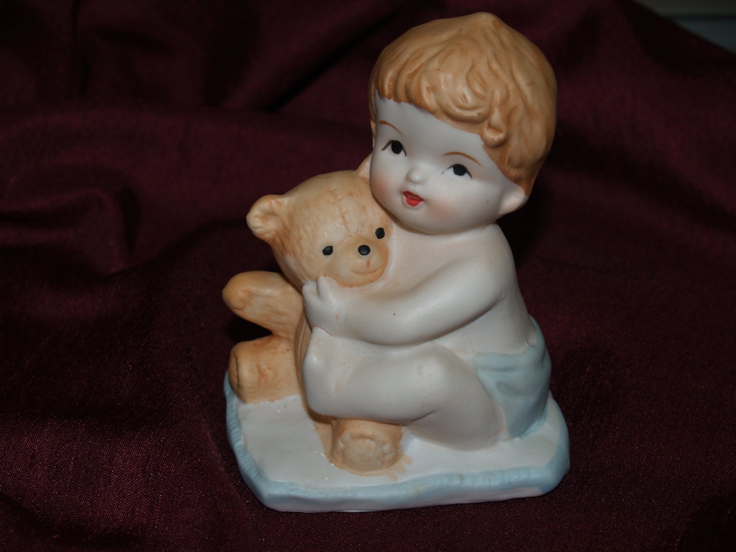 Vintage Ceramic Baby or Girl in Diaper and Teddy Bear Retro - Etsy
