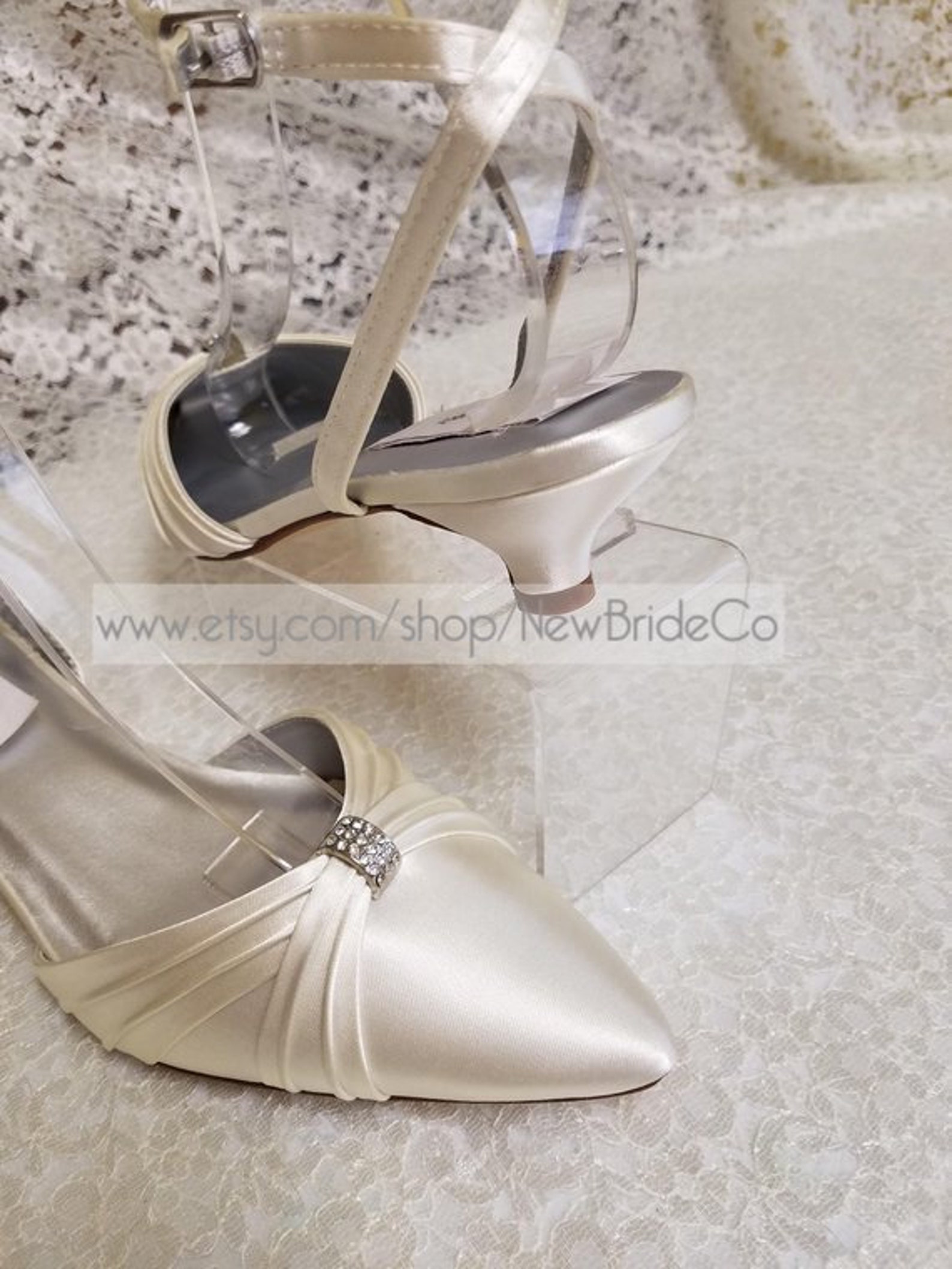 Shoes Closed Toes Very Low Heelwhite Ivory Wedding Pointy Low | Etsy