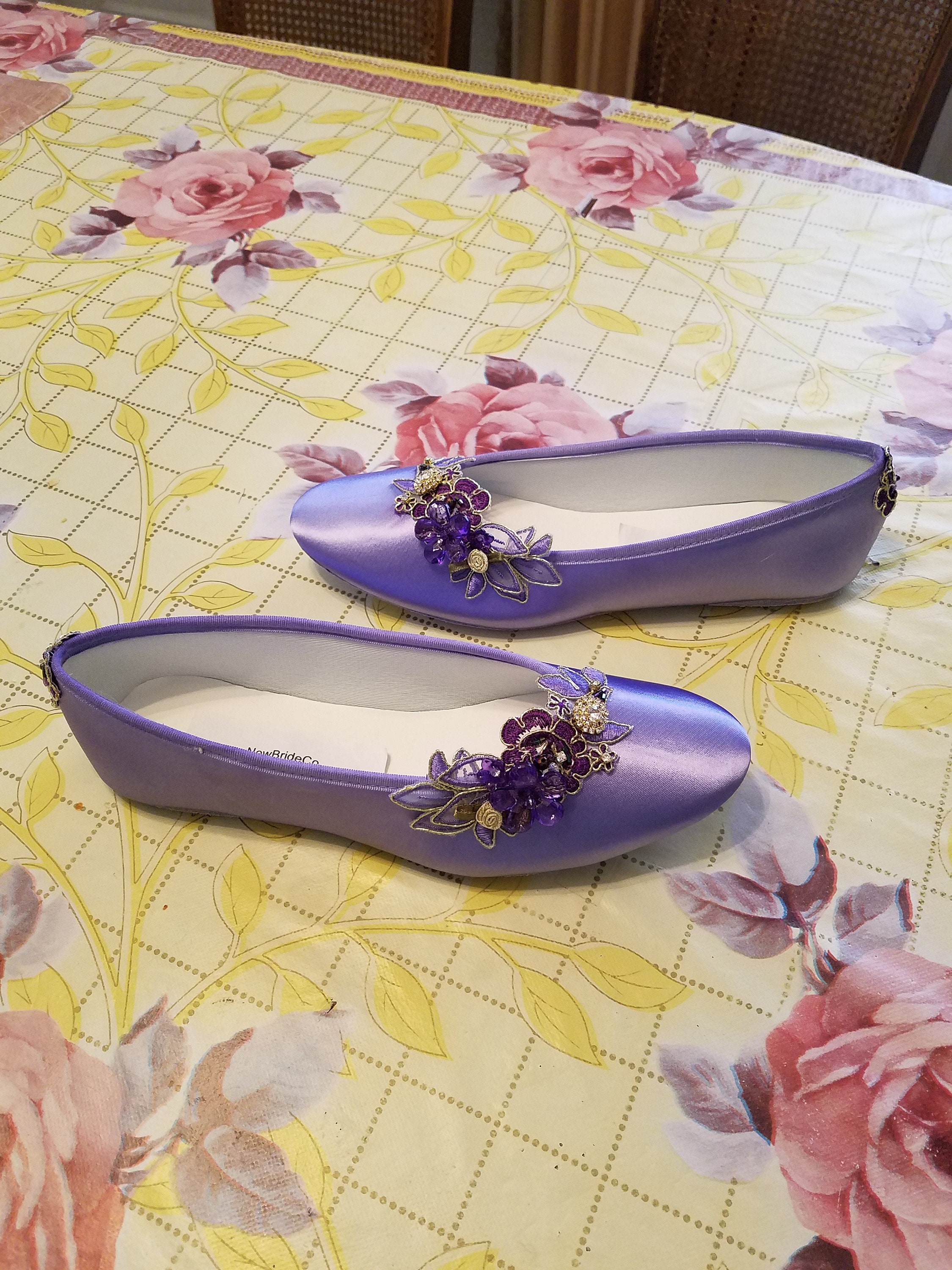 Wide Purple Flat Shoes
