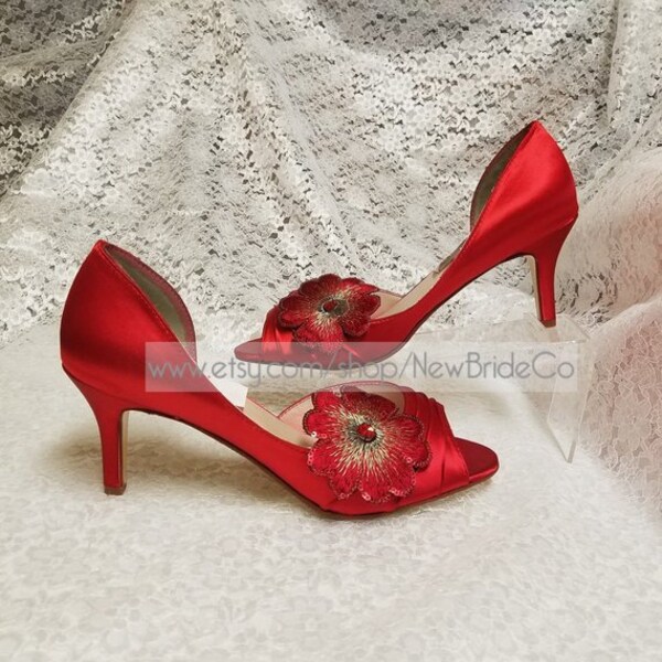 Red Bridal Shoes - Etsy