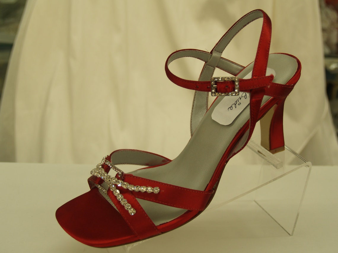 Size 7 1/2 Red Wedding Shoes High Heels Open Toes Ready to - Etsy