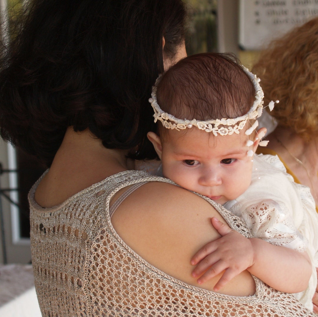 Victorian Baby Headpiece, Baby Ivory Head Wreath,christening Baby Head ...
