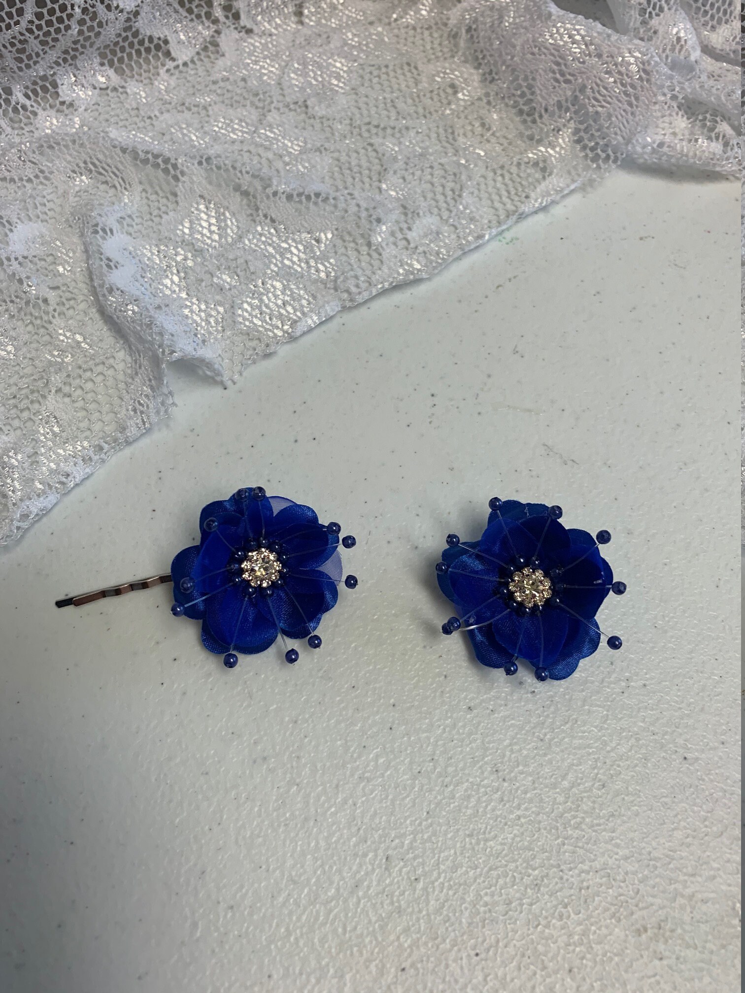 Two Small Royal Blue Flowers Hair Pins,small Flowers Hair,bridesmaids ...