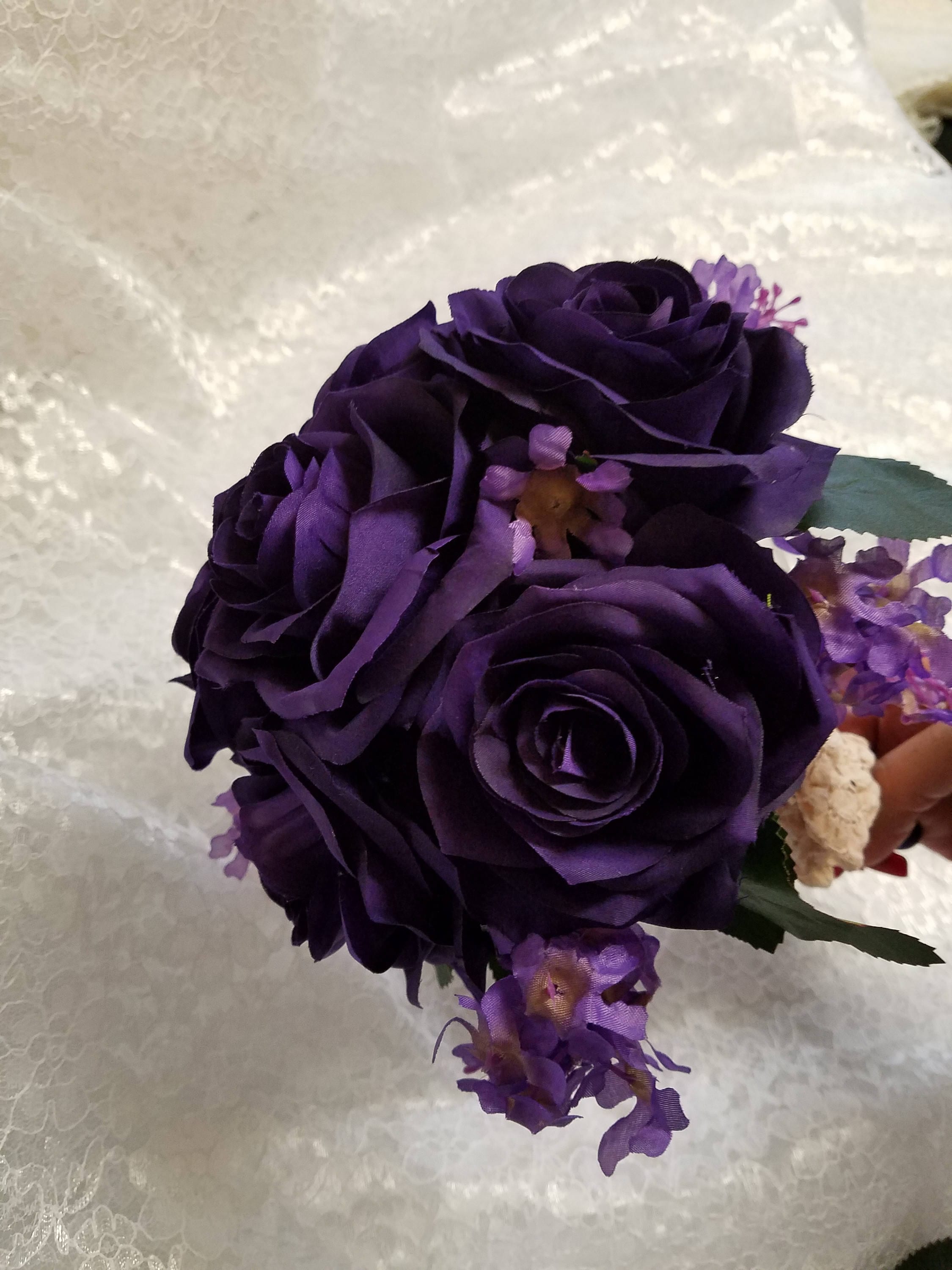 Bouquet Royal Purple Wedding Victorian style and boutonniere | Etsy