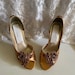 COPPER Wedding Heels Lace Beaded Flower,bridesmaids Shoes,bronze Copper ...