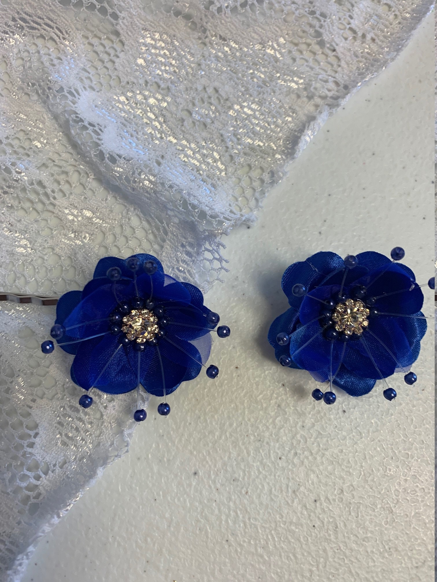 Two Small Royal Blue Flowers Hair Pins,small Flowers Hair,bridesmaids ...