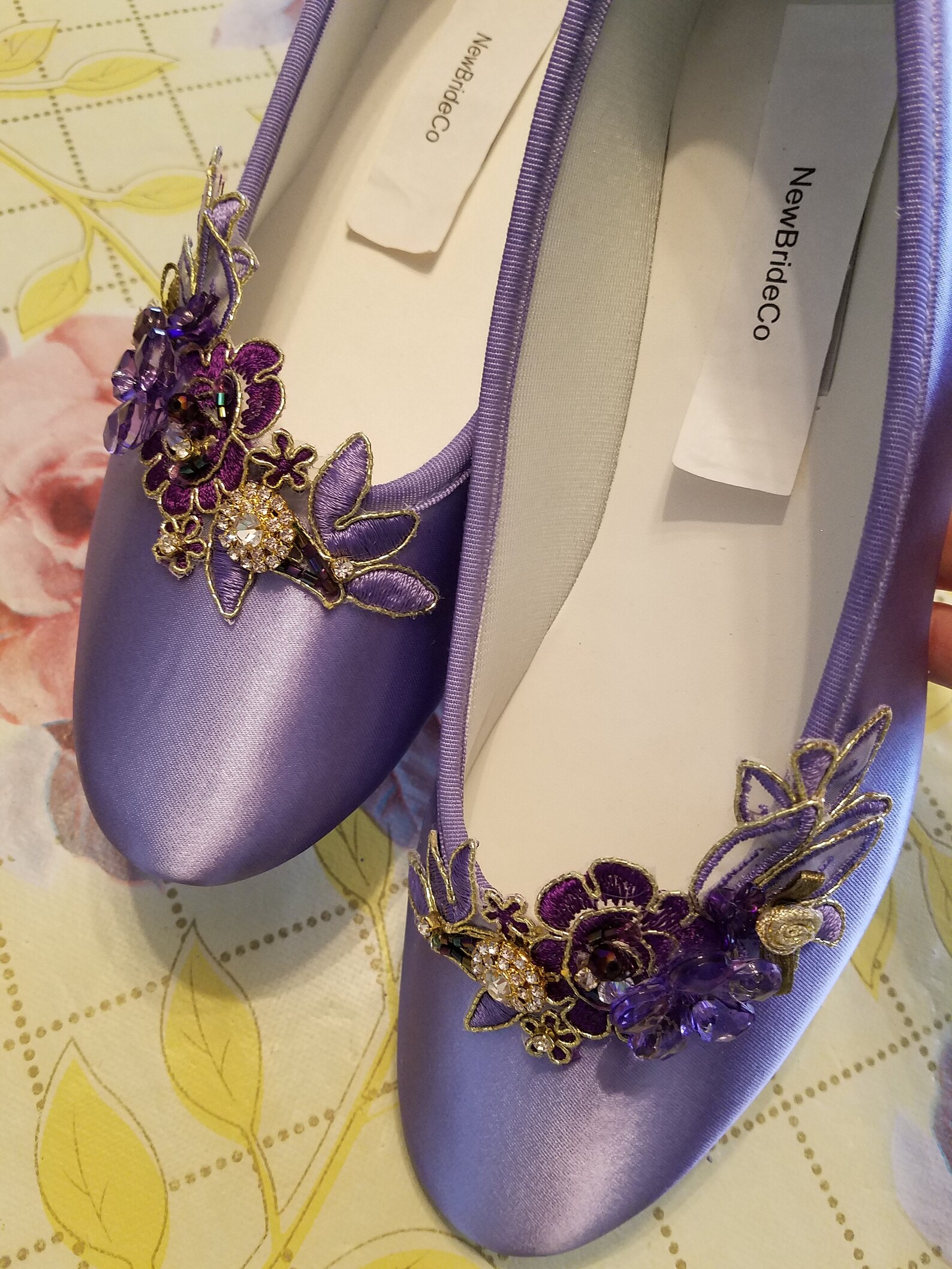 PURPLE Wedding FLATS With Purple and Gold Accentspurple Flat | Etsy