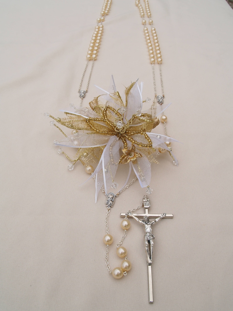 Gold Wedding Lasso Champagne Glass Pearls Traditional United Rosaries ...