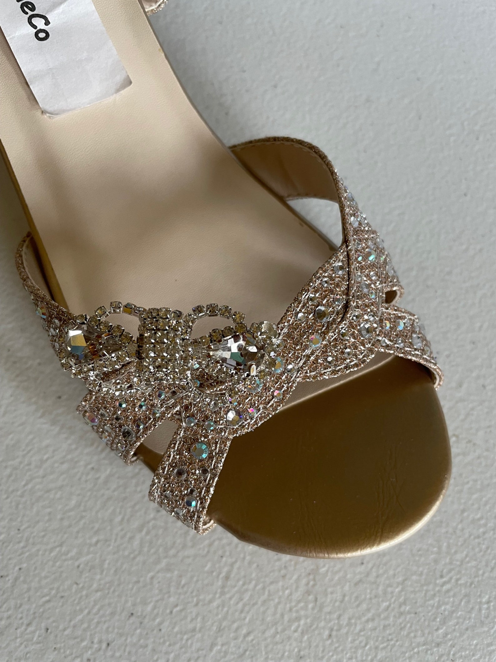 Girls Champagne Shimmer Shoes Crystals Bow Brooch Flower - Etsy
