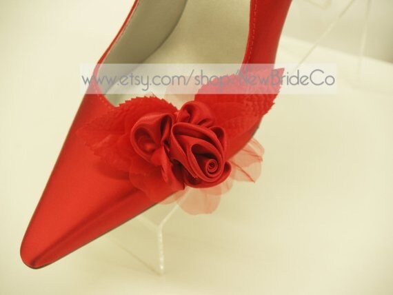 Red Sexy Heels Satin Rose Wedding Shoessexy Heel Shoes 3 - Etsy UK