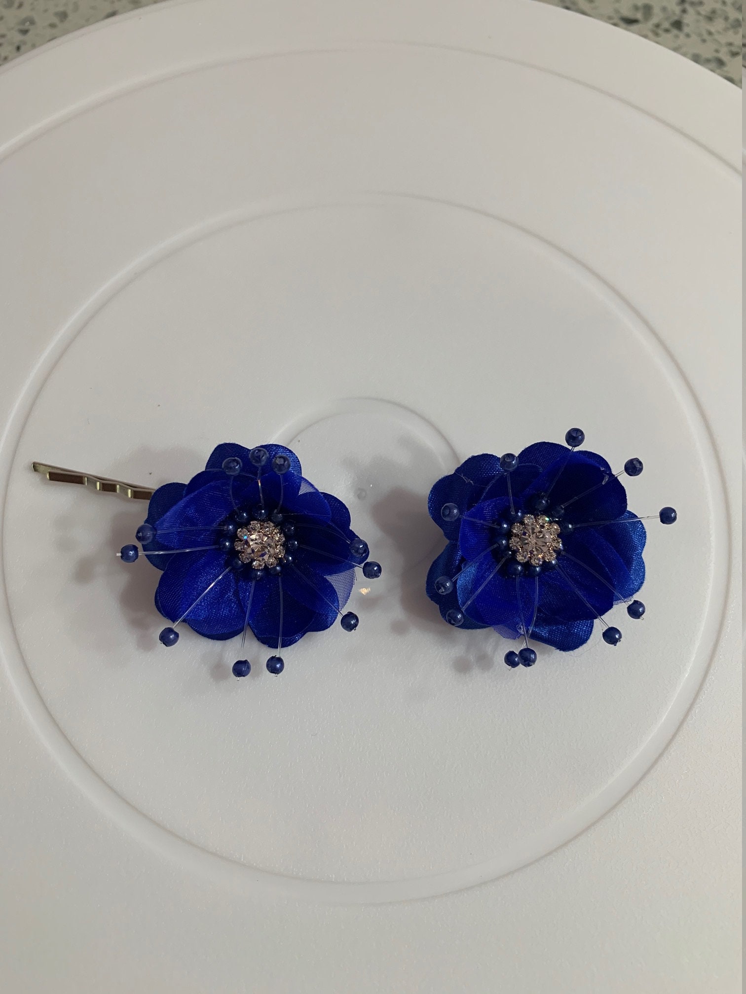 Two Small Royal Blue Flowers Hair Pins,small Flowers Hair,bridesmaids ...