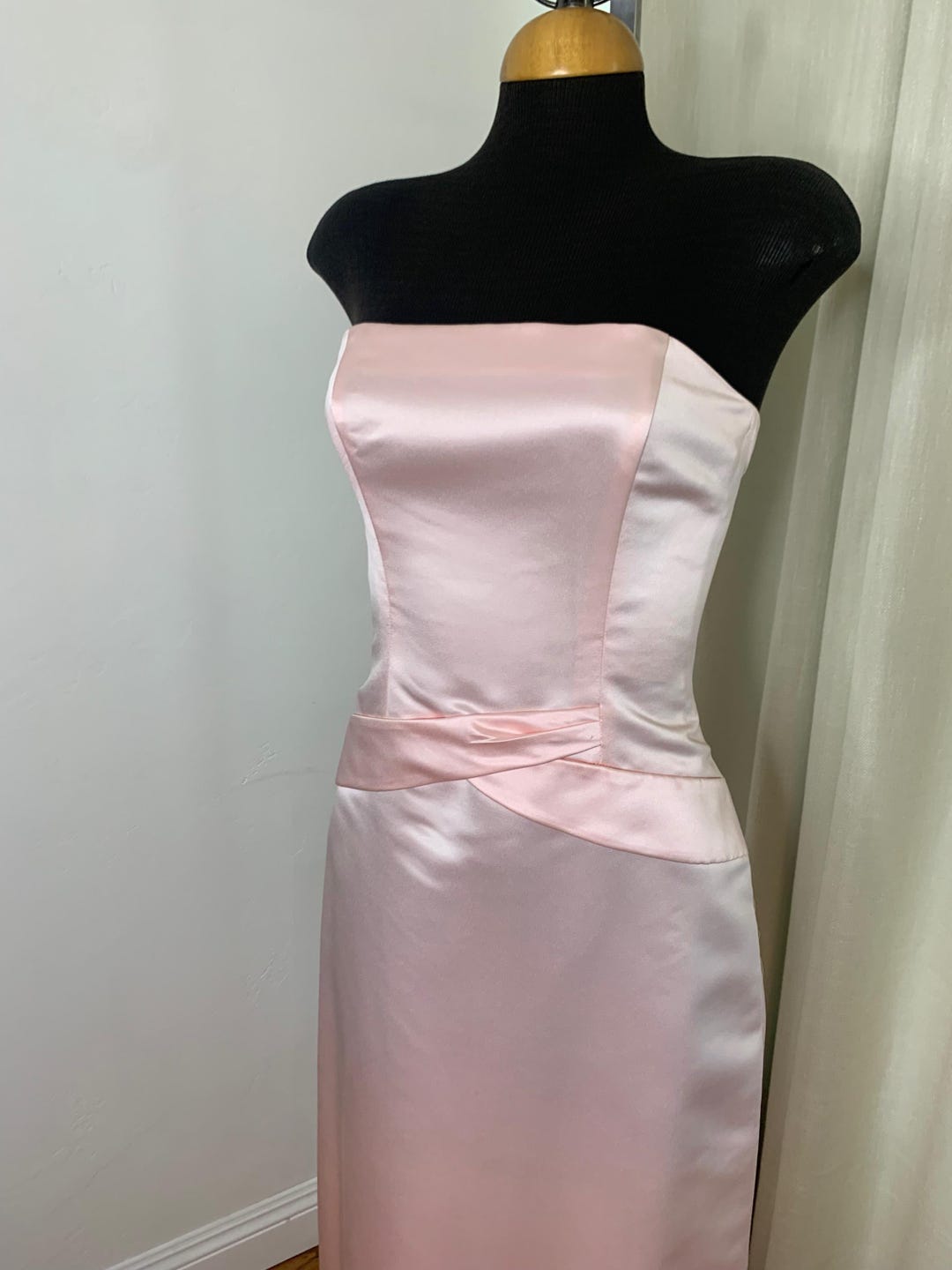 Vintage Petal Pink Satin Prom Dress: Strapless Size 2 - Etsy
