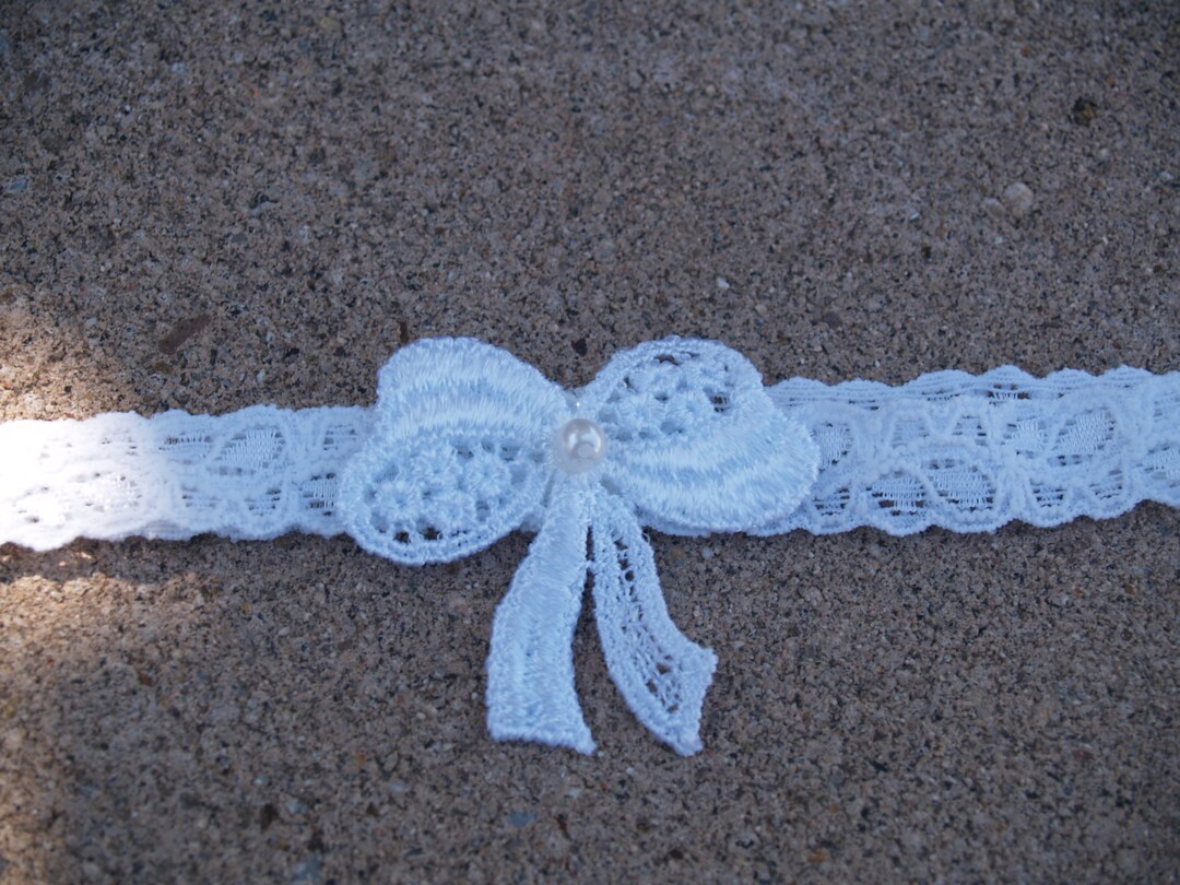 White Bow Garter - Simple Garter White Bow - Ivory Bow Garter - Wedding ...