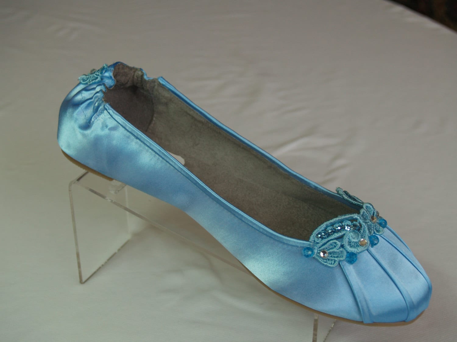 Size 8 1/2 Something Blue Satin blue shoes hand enhanced Blue | Etsy