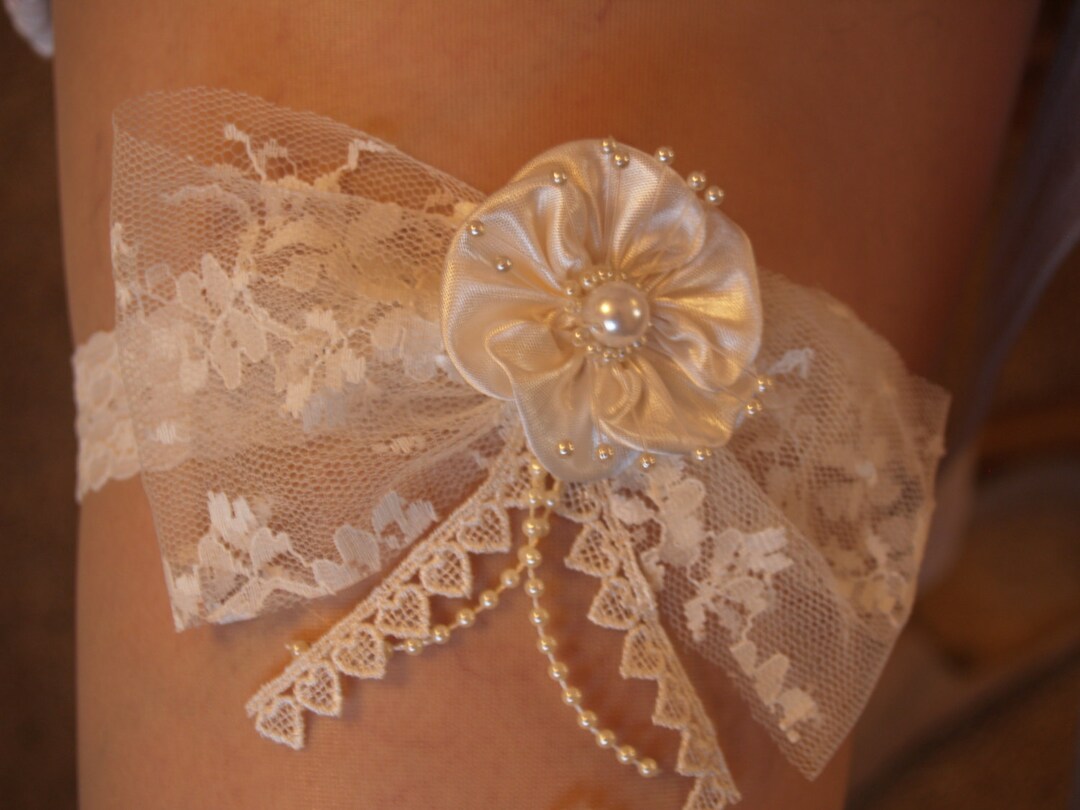 Ivory Lace Garter Set Bridal - White Lace Garter Set, Victorian Style ...
