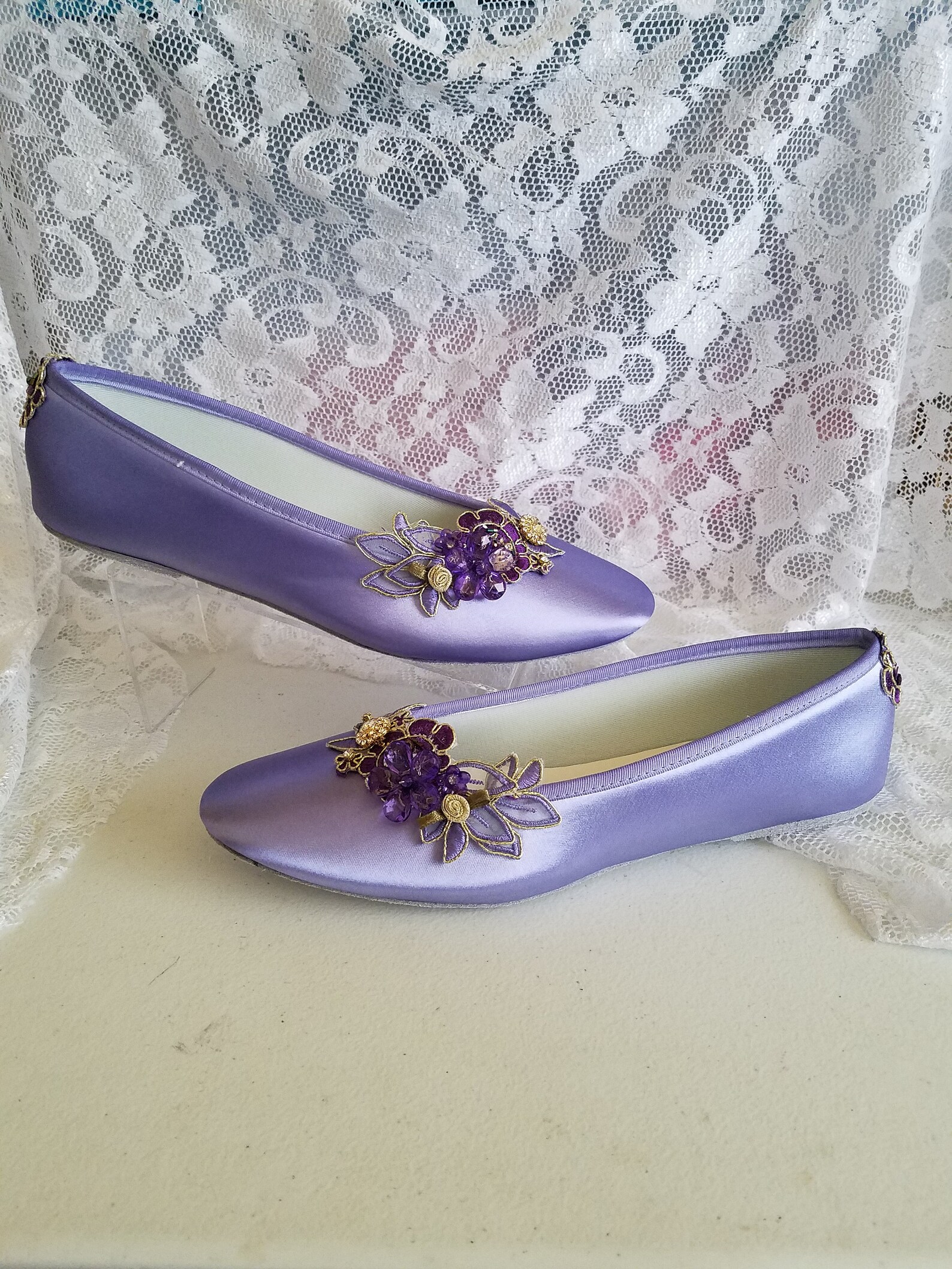 PURPLE Wedding FLATS With Purple and Gold Accentspurple Flat | Etsy